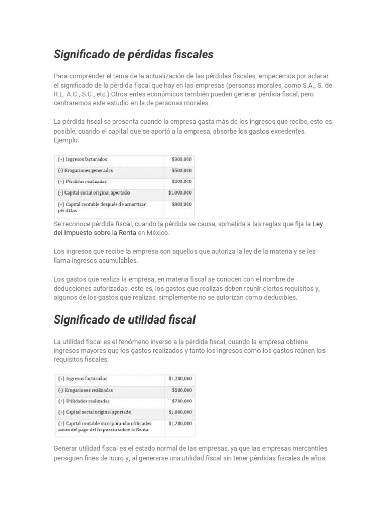 Perdidas Fiscales | PDF | Impuesto sobre la renta | Amortización (Negocio)