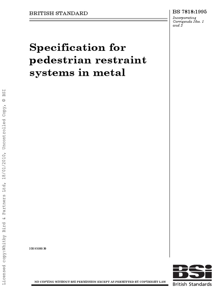 BS 7818 1995 Pedestrian Guardrails | PDF | Road | Transport