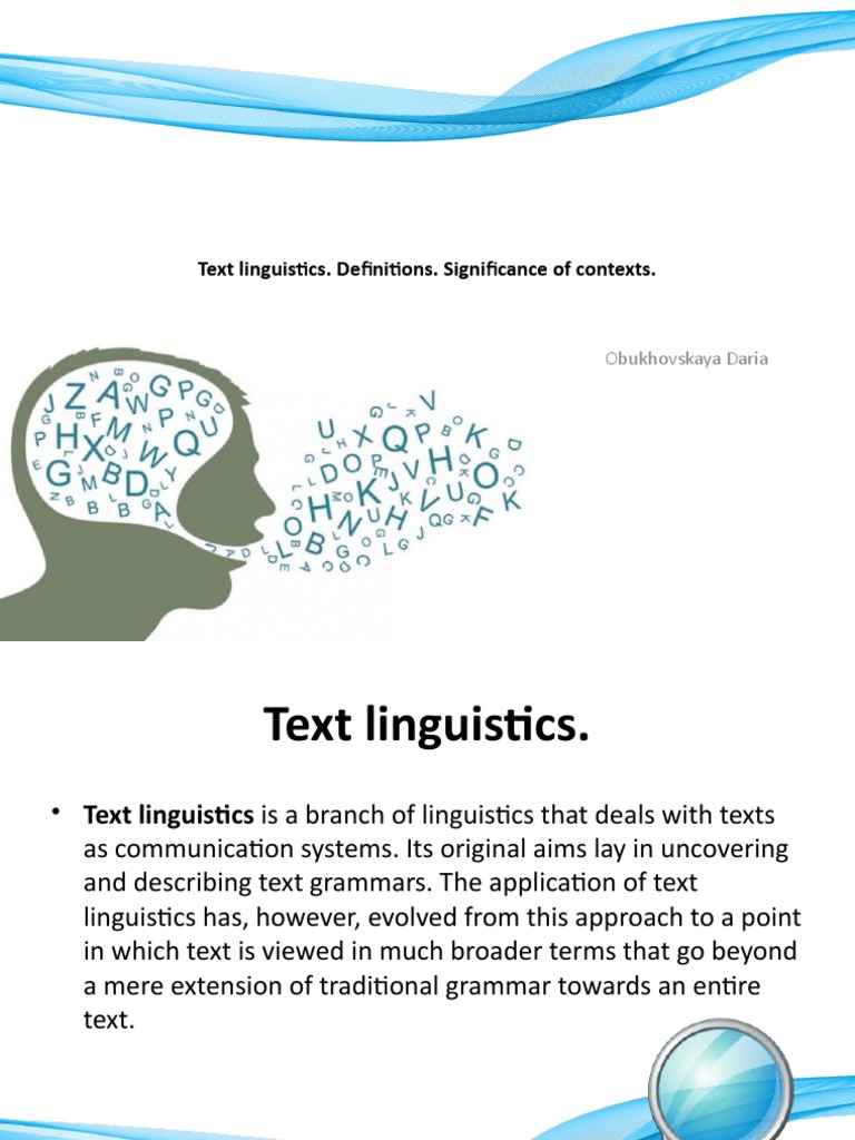 Text Linguistics. Definitions. Significance of Contexts | PDF ...
