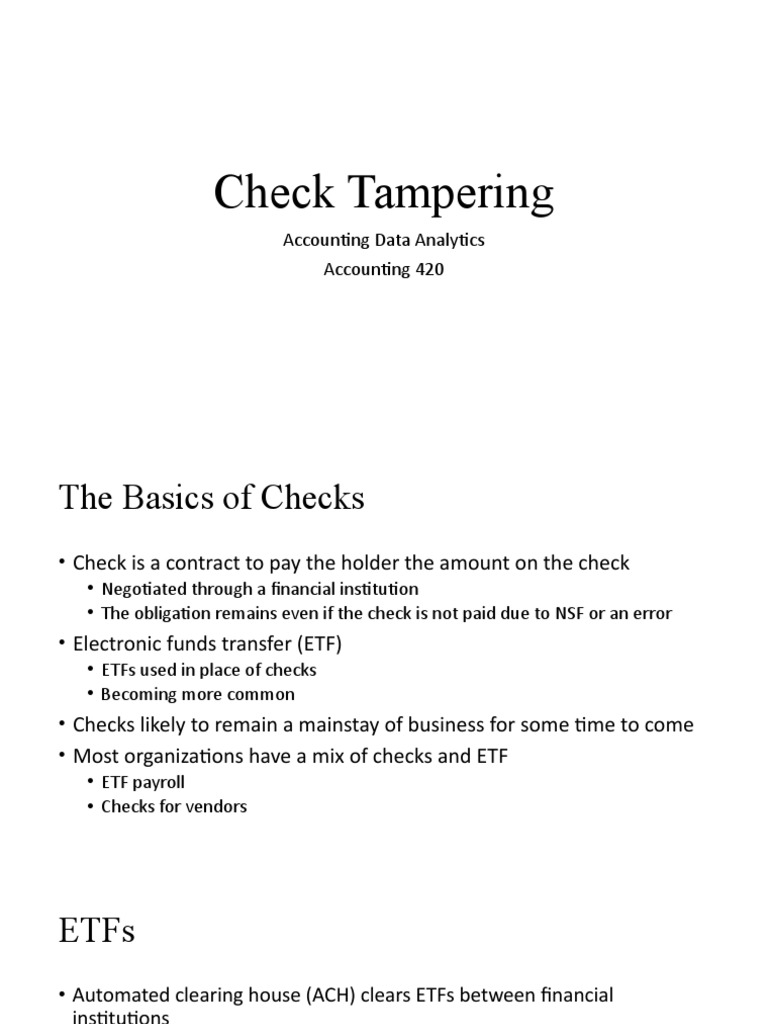 Check Tampering: Accounting Data Analytics Accounting 420 | PDF | Fraud ...