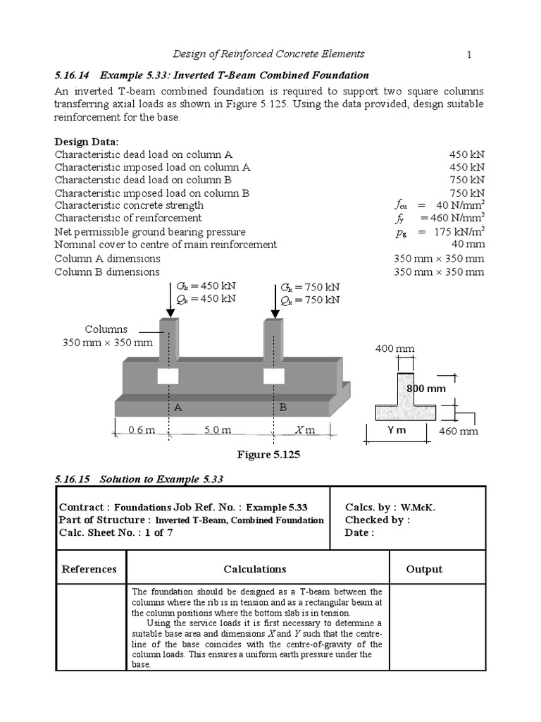 Design Data:: 5.16.14 Example 5.33: Inverted T-Beam Combined Foundation ...