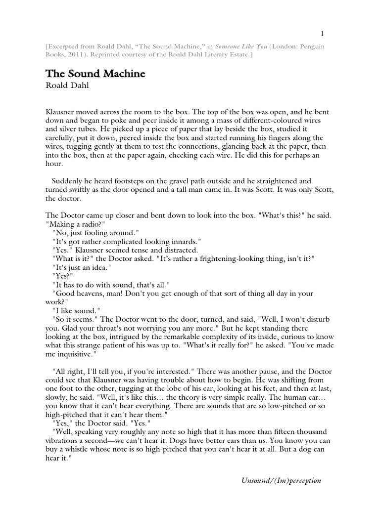 The Sound Machine: Roald Dahl | PDF | Pitch (Music) | Sound