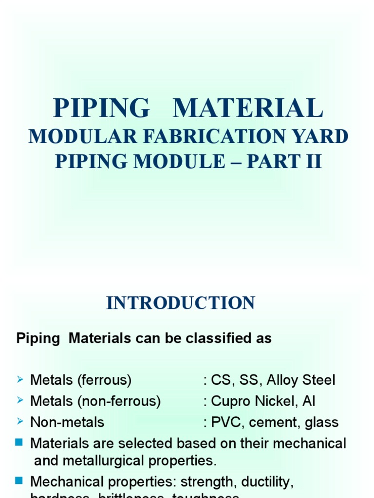 Piping Material: Modular Fabrication Yard Piping Module - Part Ii | PDF ...