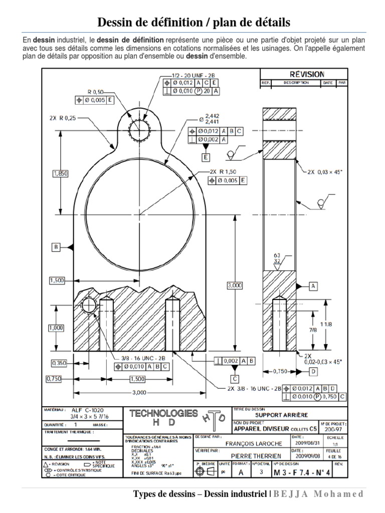 Dessin de définition en dessin industriel | PDF