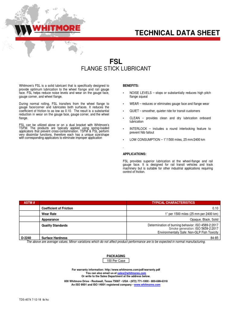Technical Data Sheet: Flange Stick Lubricant | PDF | Lubricant | Friction