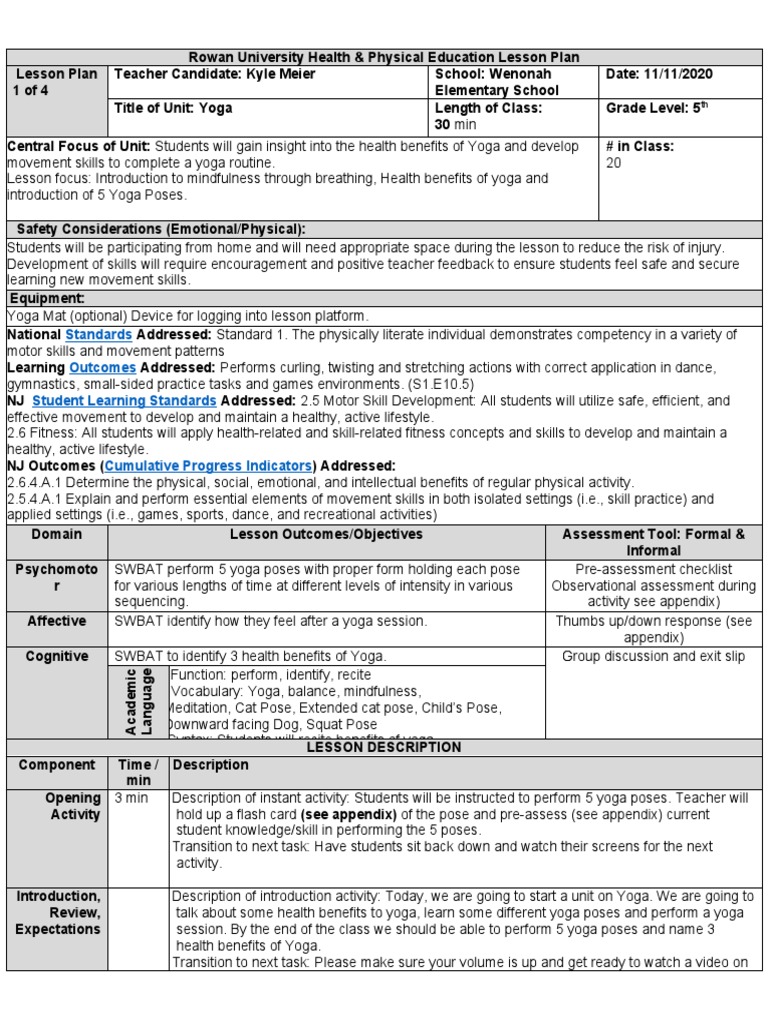 Yoga Lesson 1 | PDF | Psychological Concepts | Behavior Modification