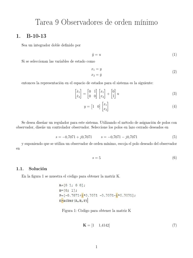 Control Moderno Ogata Ejercicios 9 | PDF | Teoría de control | Ciencia ...