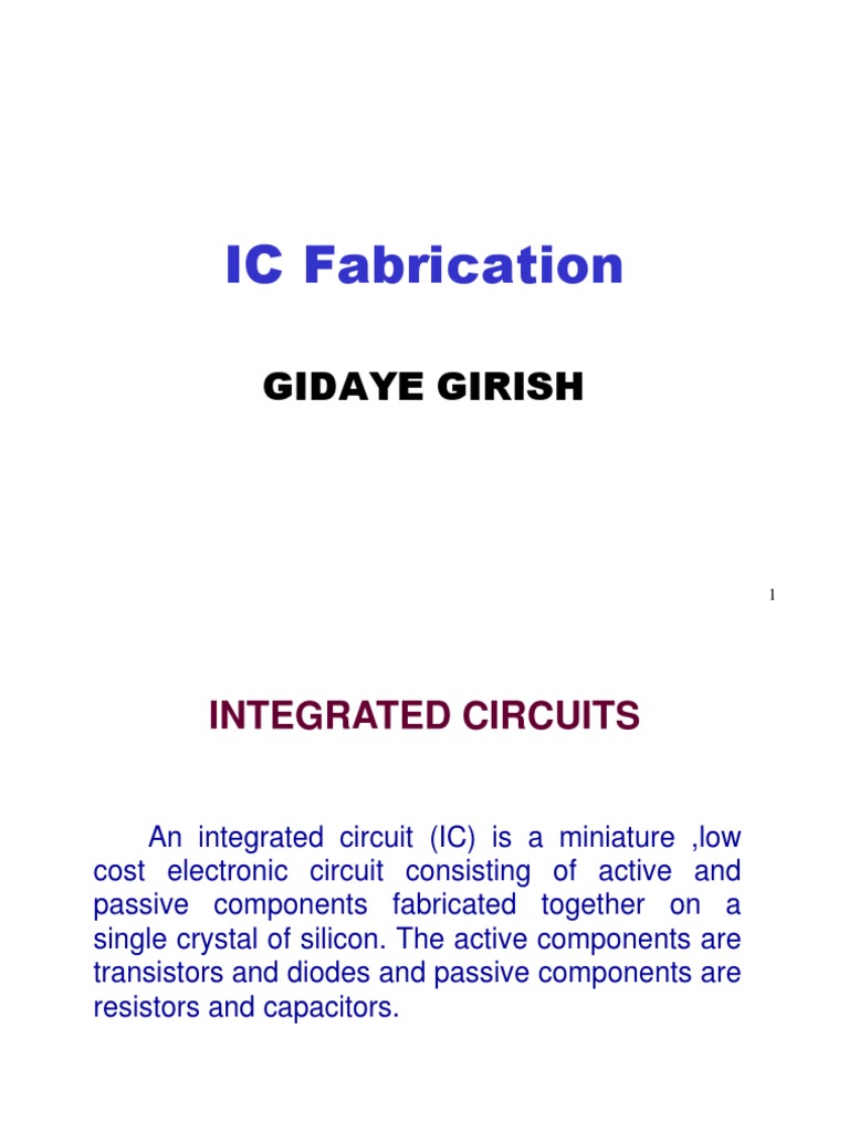 IC Fabrication | PDF | Semiconductor Device Fabrication | Integrated ...