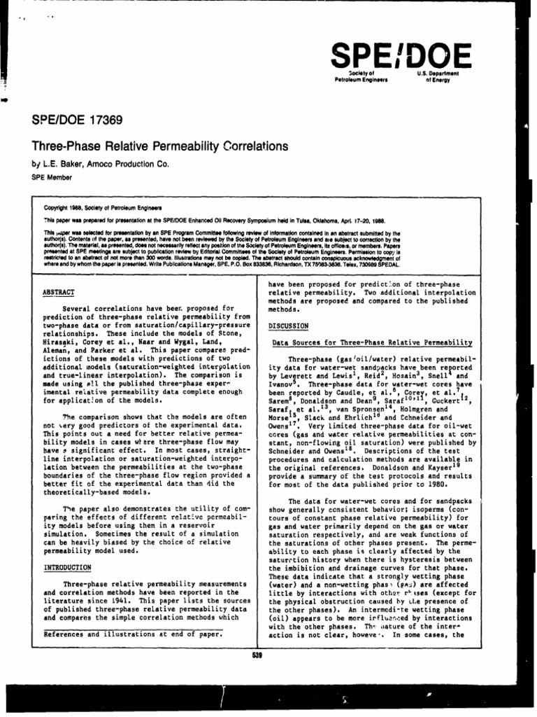 Three-Phase Relative Permeability Models | PDF | Transparent Materials ...
