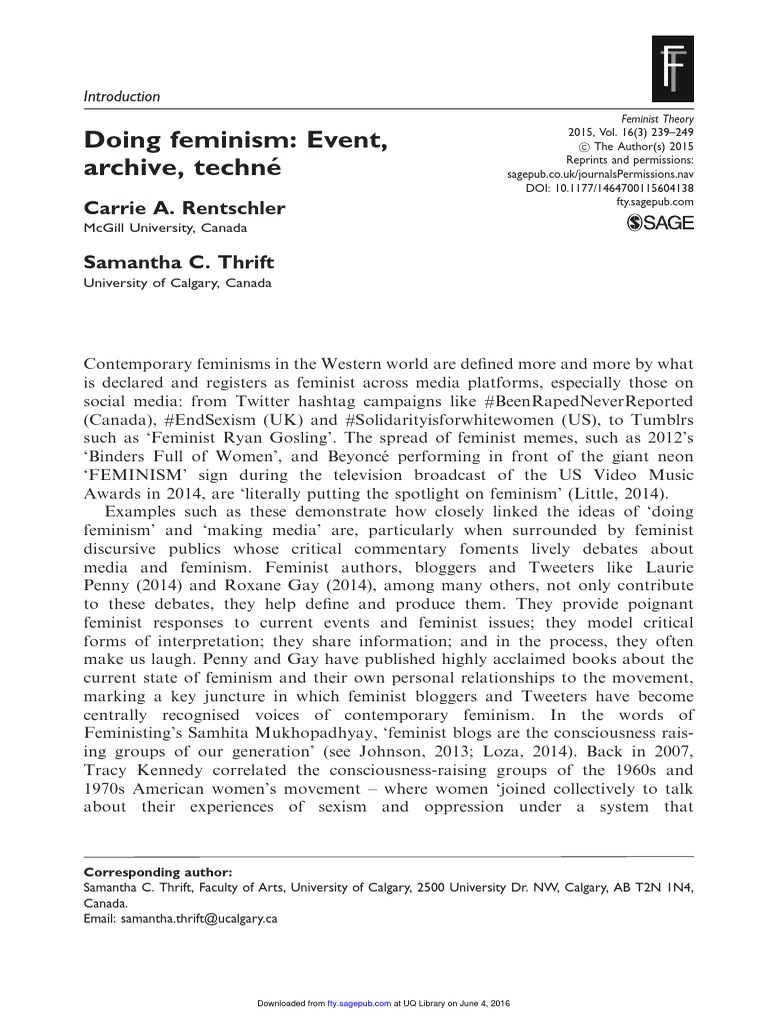 Doing Feminism: Event, Archive, Techne : Carrie A. Rentschler | PDF ...