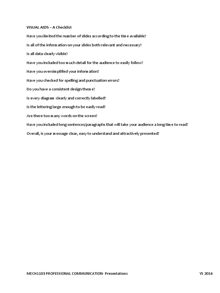 VISUAL AIDS - A Checklist | PDF
