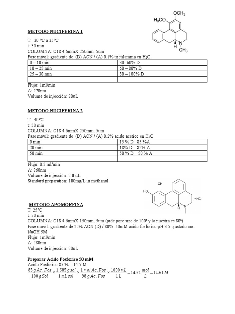 Metodo Nuciferina - Apomorfina | PDF | Análisis | Compuestos químicos