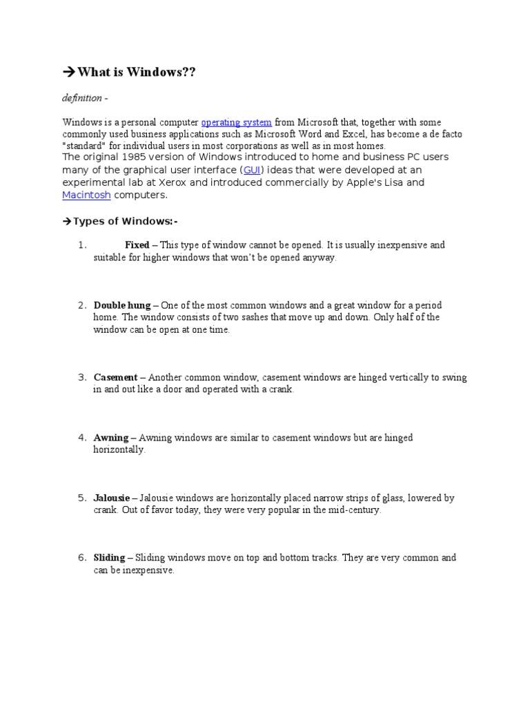 What Is Windows??: Definition | PDF | Microsoft Windows | Databases