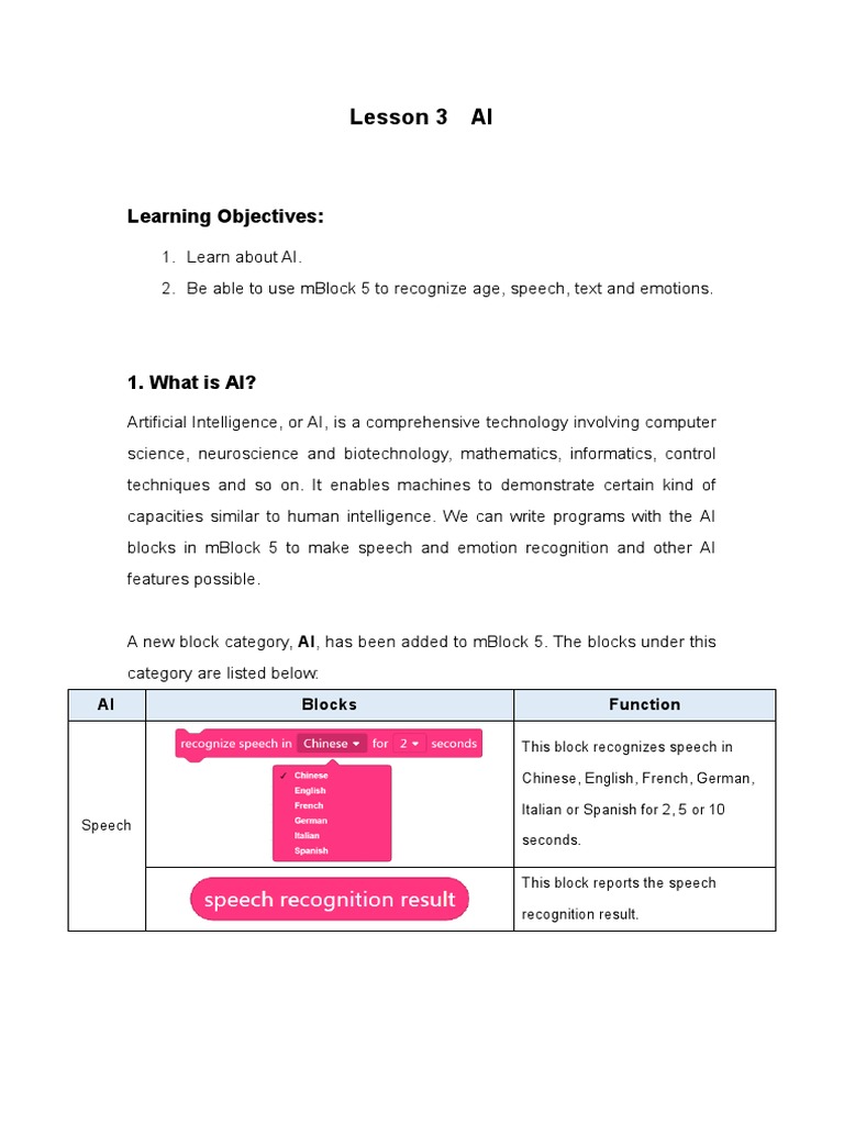Learning Objectives:: Lesson 3 AI | PDF | Artificial Intelligence ...