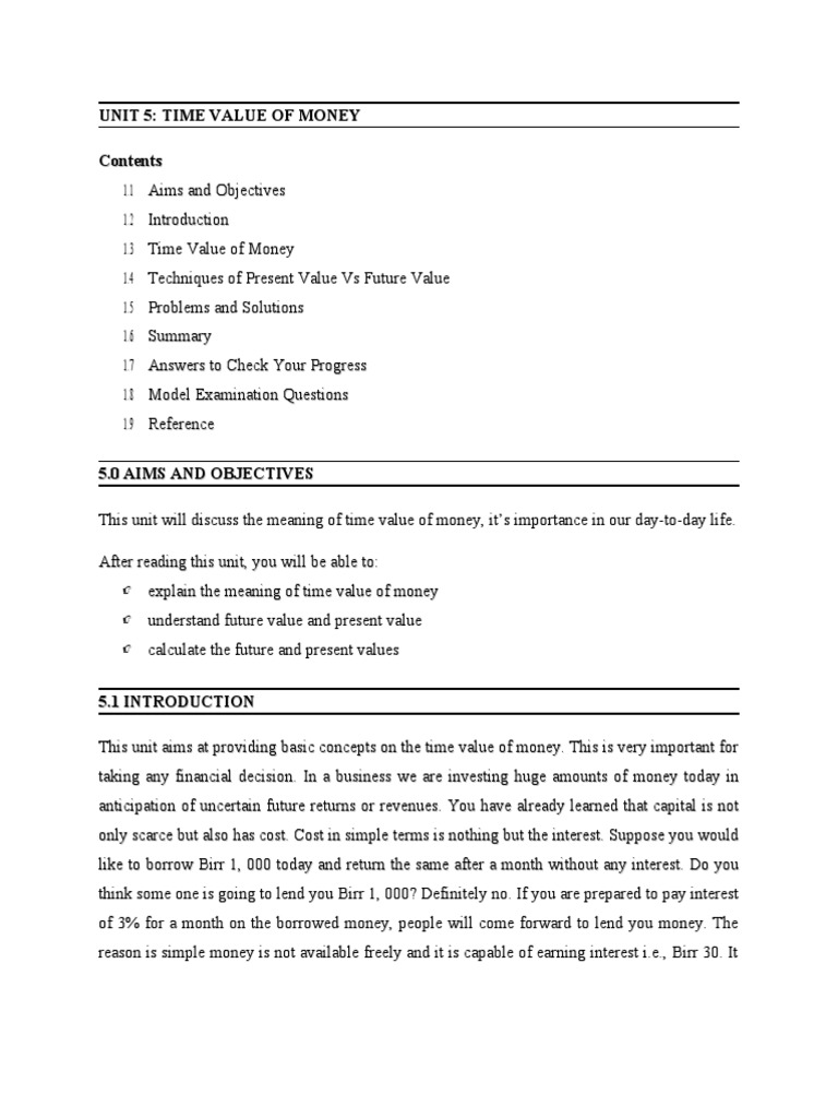 Unit 5: Time Value of Money | PDF | Present Value | Time Value Of Money