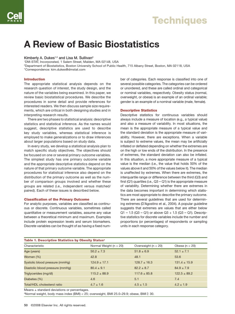 A Review of Basic Biostatistics | PDF