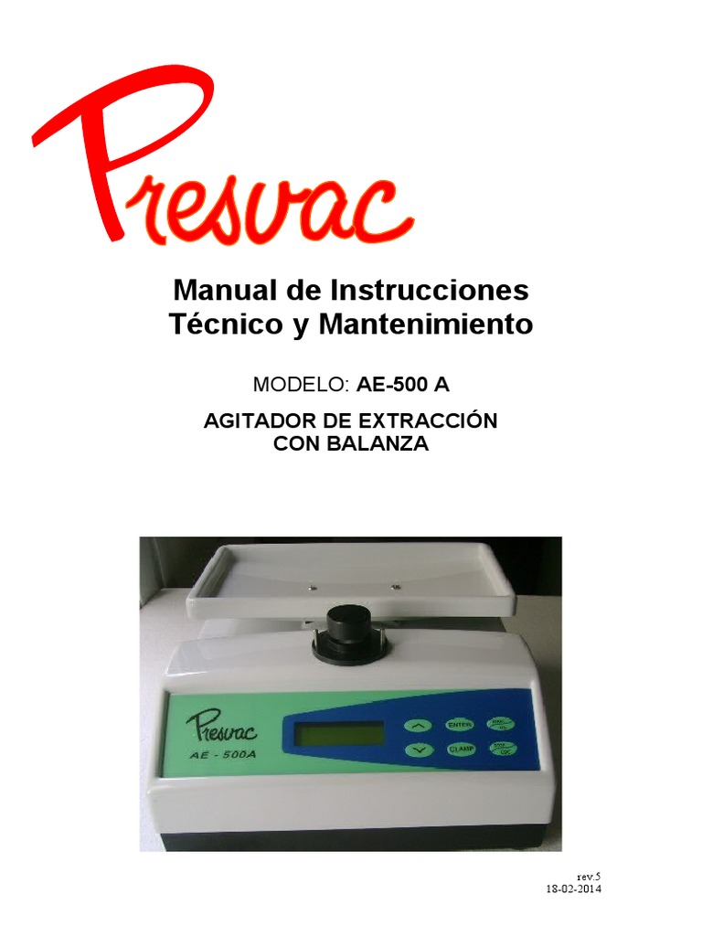 Agitador de Extracción Presvac AE-500A - Manual Técnico | PDF ...