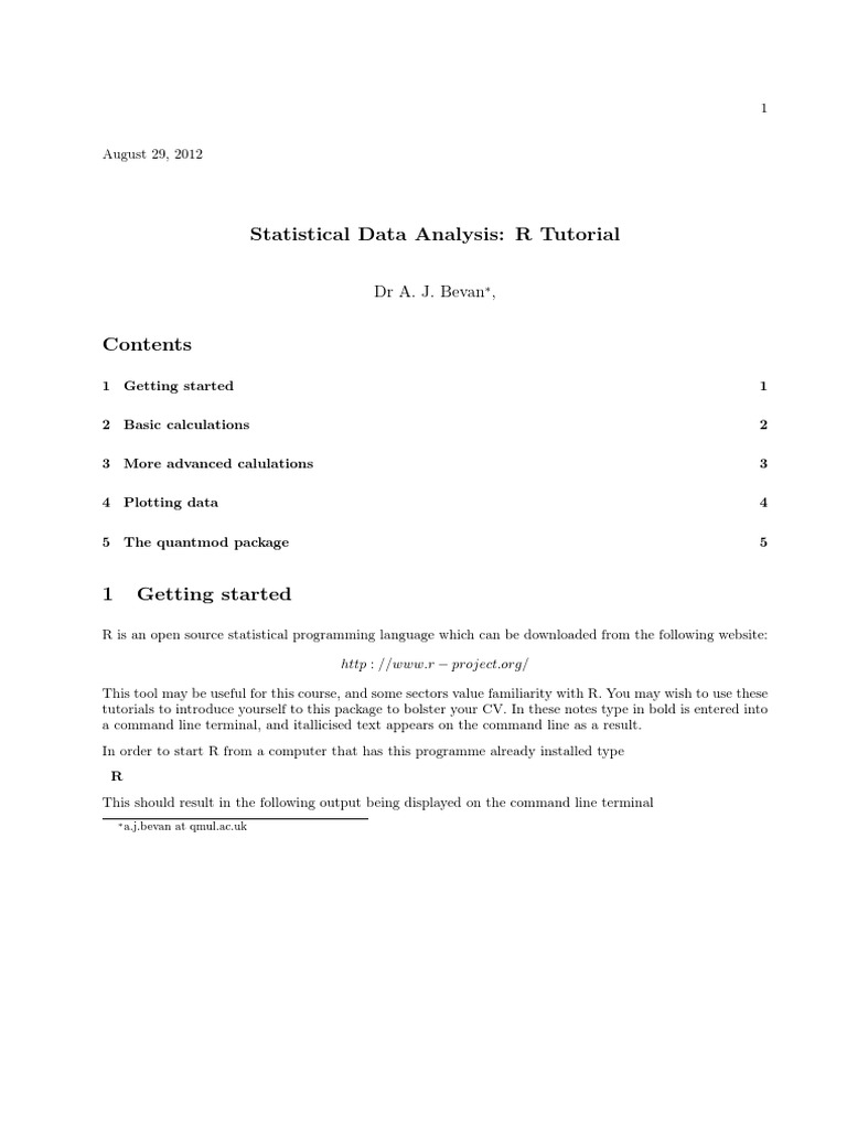 Statistical Data Analysis R Tutorial Dr A J Bevan Pdf 6802
