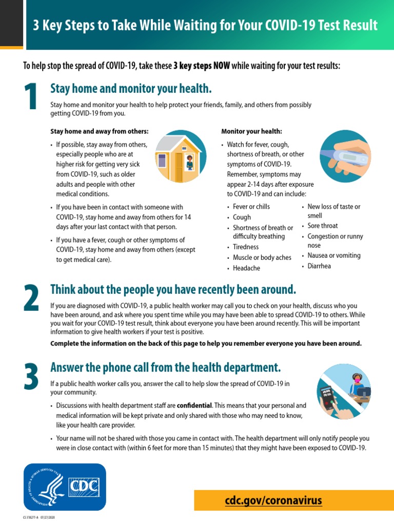 CDC Recommendations While Awaiting COVID Test Results | PDF | Diseases ...