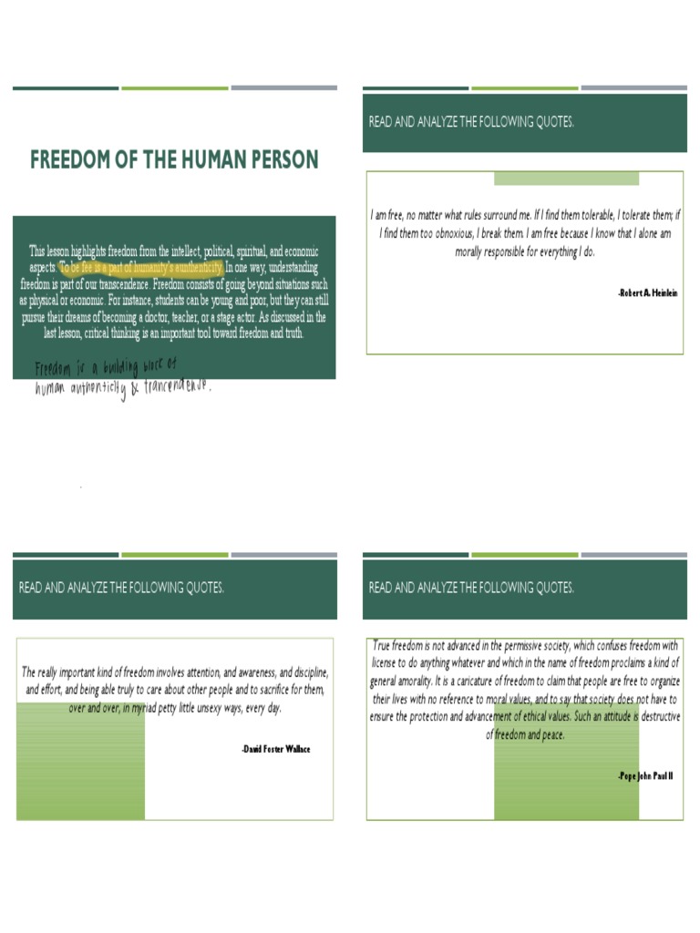 Freedom, Responsibility, and Spirituality: An Analysis of Quotes on the ...