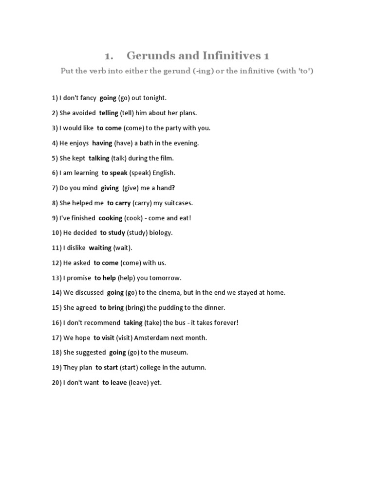 Gerunds and Infinitives | PDF | Language Arts & Discipline