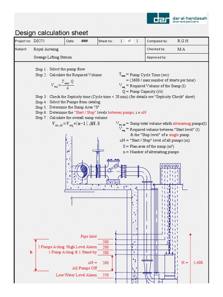 Design calculation sheet: V V n−1) - ΔH. S | PDF | Energy Technology | Pump