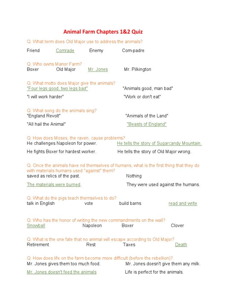 Animal Farm Chapters 1 & 2 | PDF | Livestock Farming