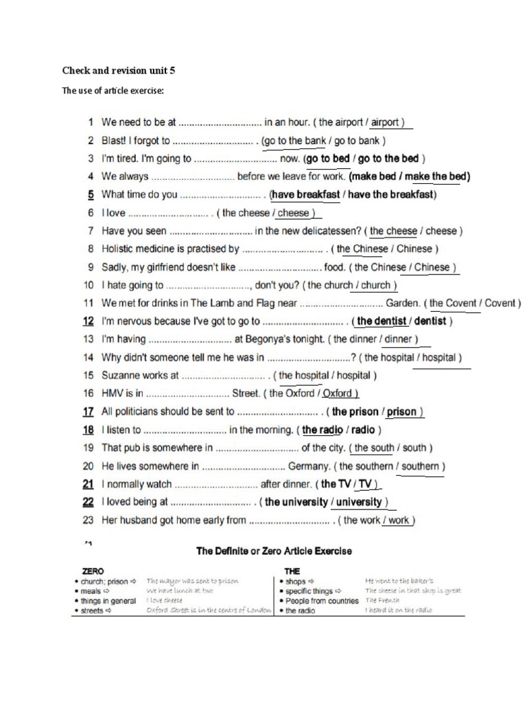 Check and Revision Unit 5 | PDF