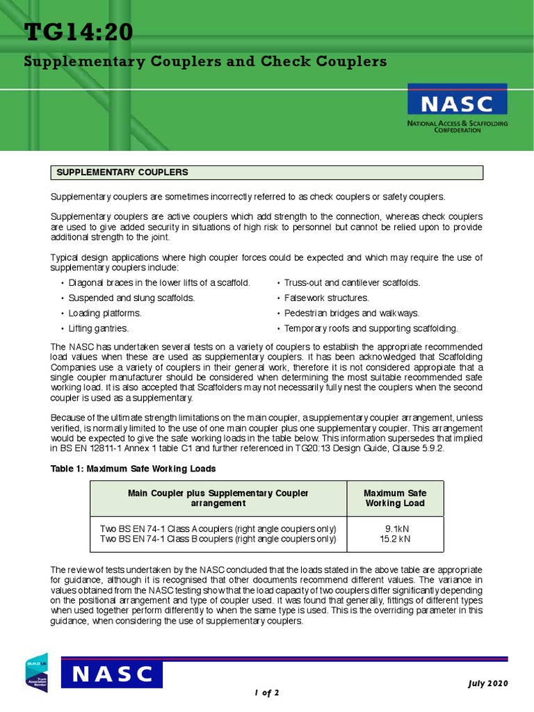 Supplementary Couplers and Check Couplers | PDF | Scaffolding