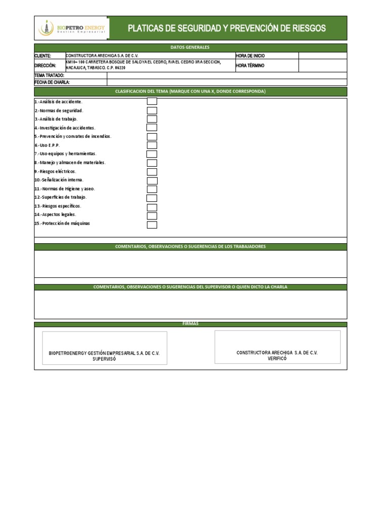 Pláticas de Seguridad en Construcción | PDF