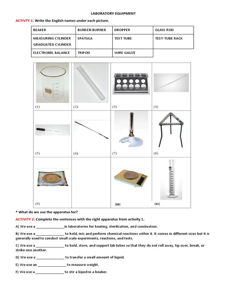 Laboratory Equipment Identification and Safety Guide | PDF ...