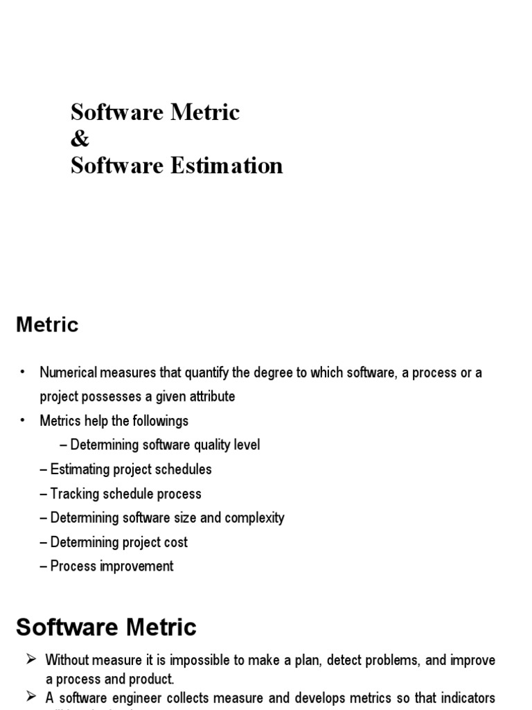 Software Metric & Software Estimation | PDF | Reliability Engineering ...