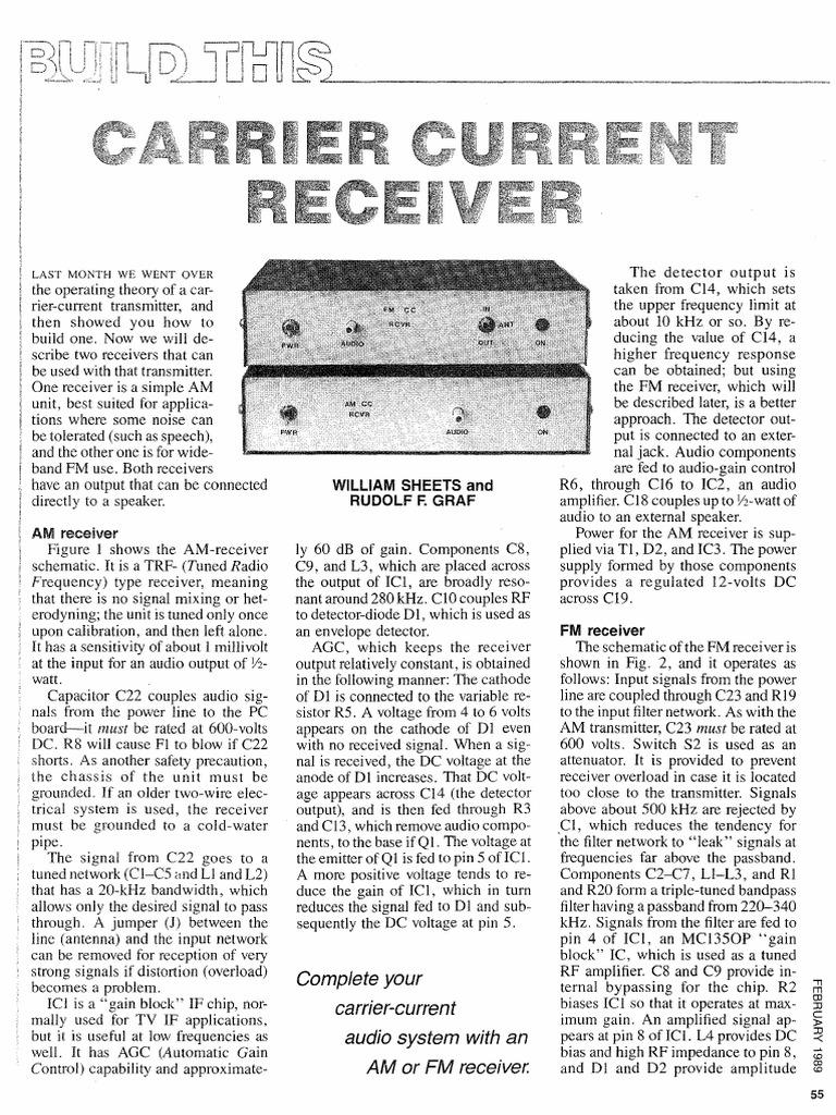Carrier Current Receiver PDF | PDF | Detector (Radio) | Amplifier