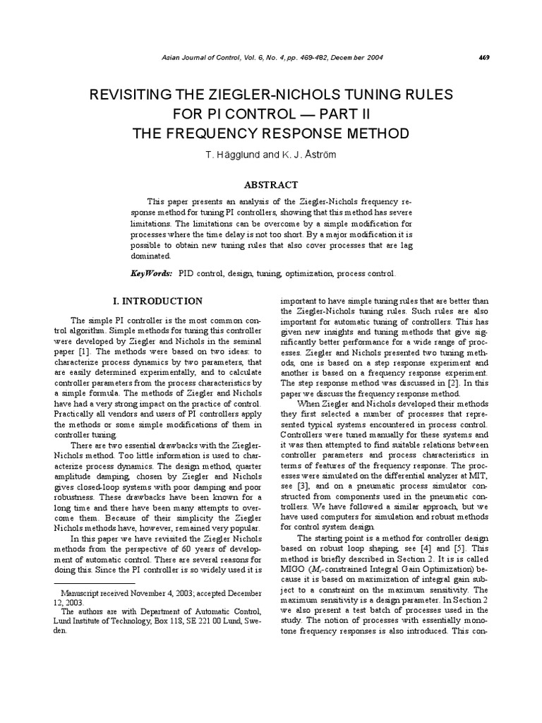 Revisiting The Ziegler Nichols Tuning Ru PDF | PDF | Control Theory | Systems Science