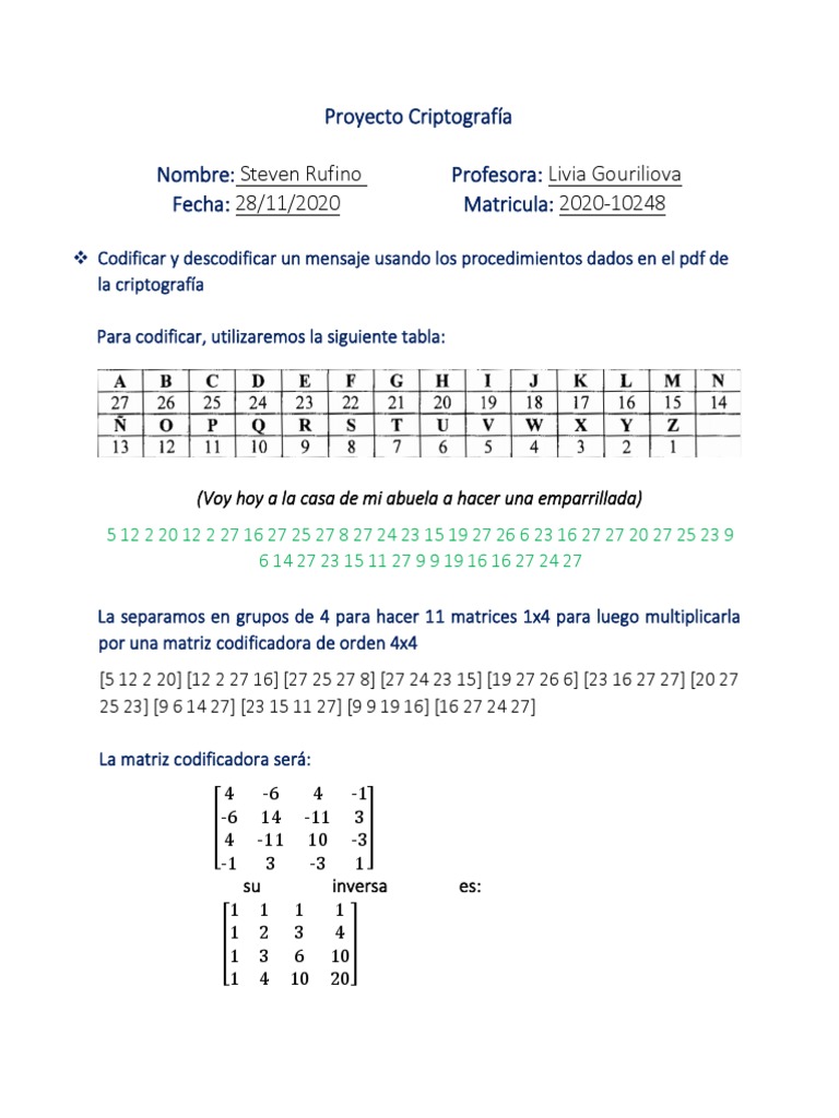 Proyecto Criptografía (Steven Rufino 2020-10248) | PDF | Teoría de la ...