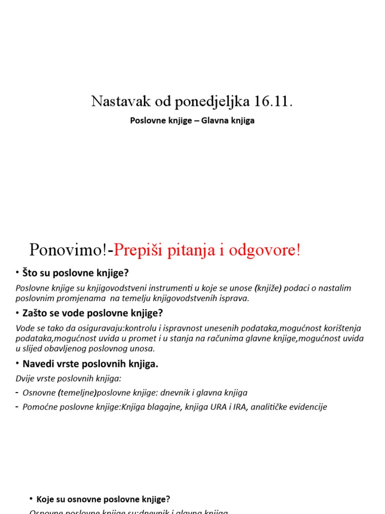 Glavna Knjiga 19.11. | PDF