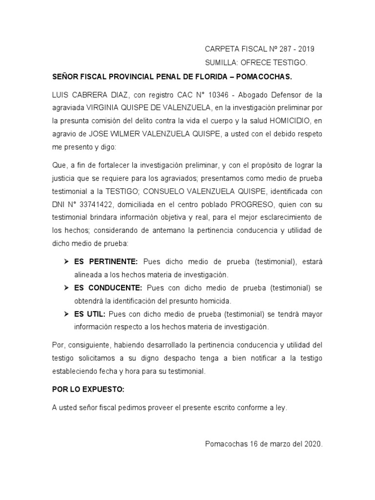 Testigo Pdf
