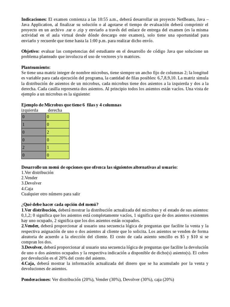 2020Examen2Clave2 PDF | PDF | Java (lenguaje de programación) | Matriz ...