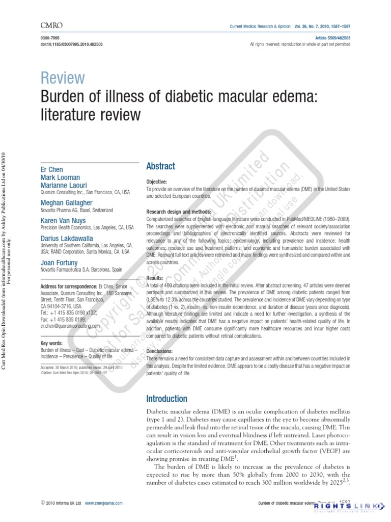 2010 - Burden of Illness of Diabetic Macular Edema - Literature Review ...