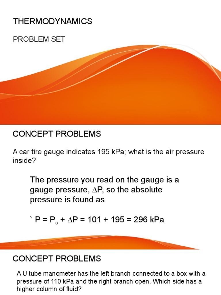 Thermodynamics: Problem Set | PDF | Pressure | Density