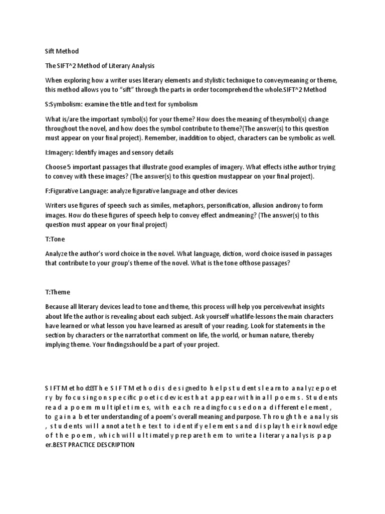 Sift Method | PDF | Question | Metaphor