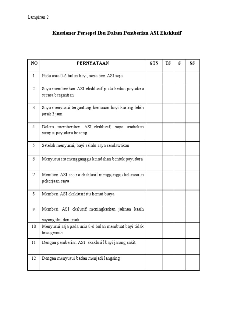 Kuesioner ASI Eksklusif | PDF