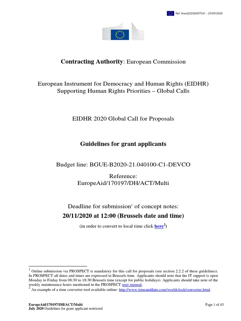 Guidelines For Grant Applicants - EIDHR 2020 | PDF | European Union | Human Rights