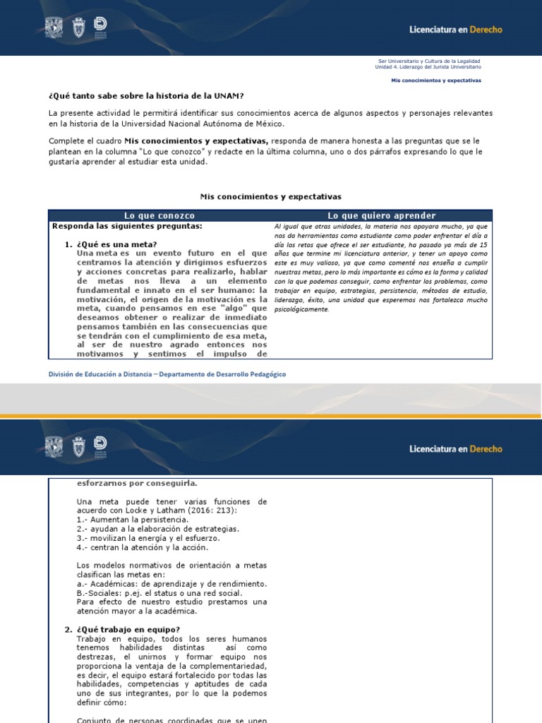 Mis Conocimientos y Expectativas, Que Tanto Sabe... Cuadro - CQ - U4 | PDF | Liderazgo | Motivación