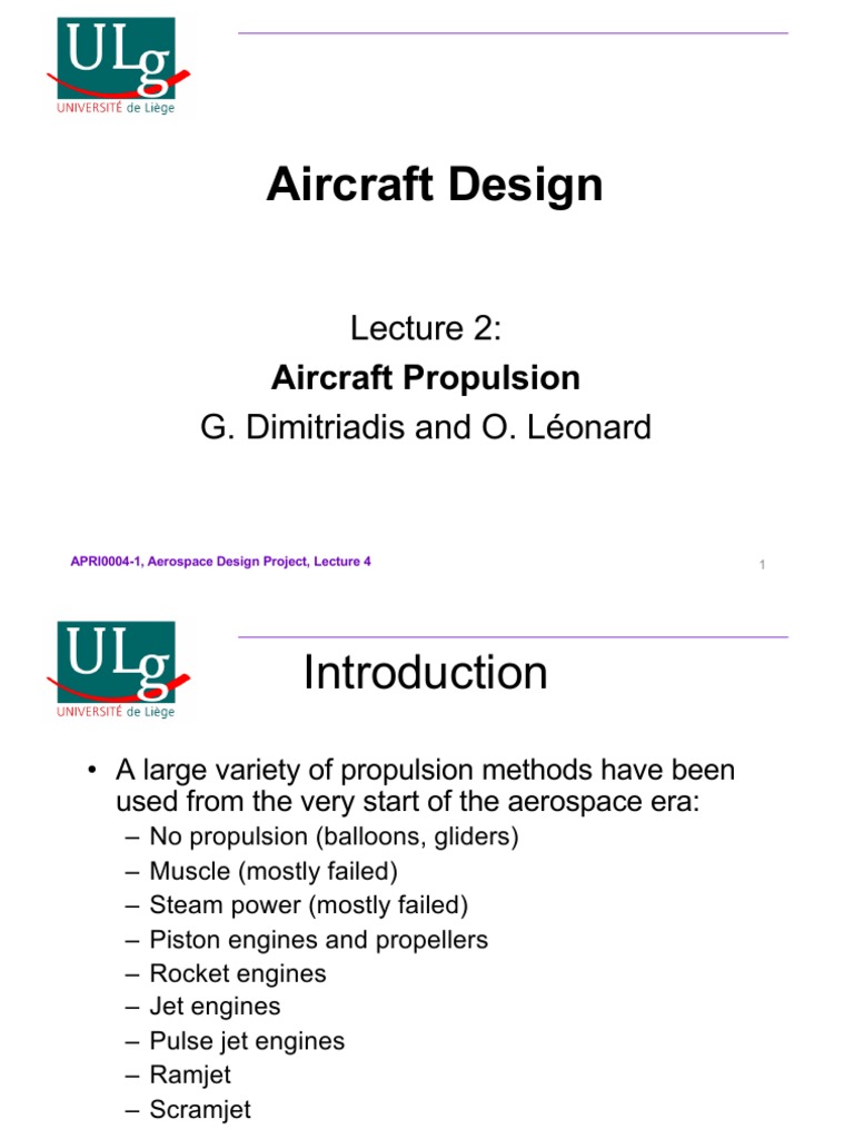 Aircraft Design: Lecture 2: G. Dimitriadis and O. Léonard | PDF | Jet ...