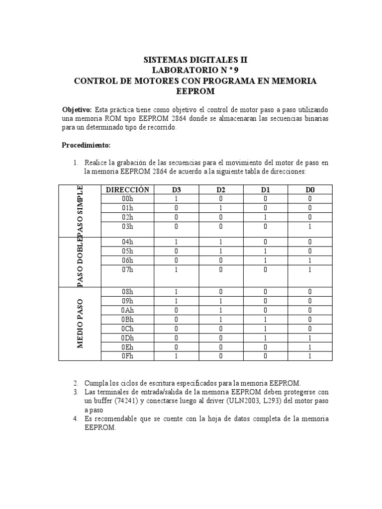 Control de Motor Paso a Paso con EEPROM | PDF | Almacenamiento de datos ...