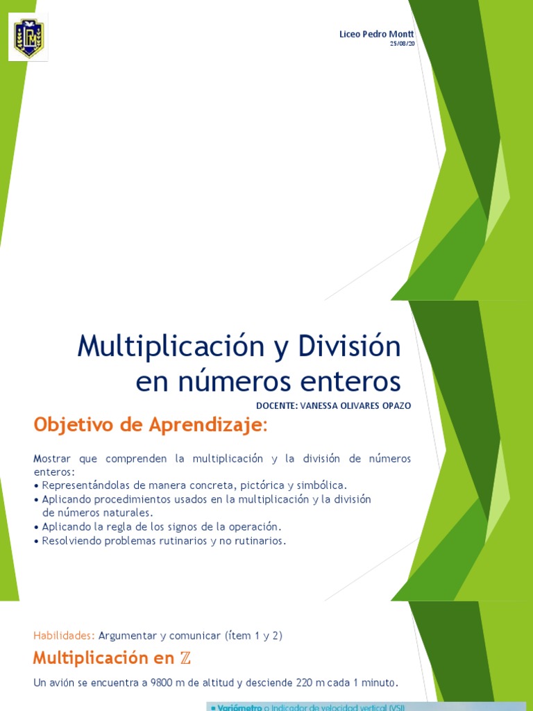 Matemáticas 1°m Números Enteros Mult. y División | PDF | Entero ...