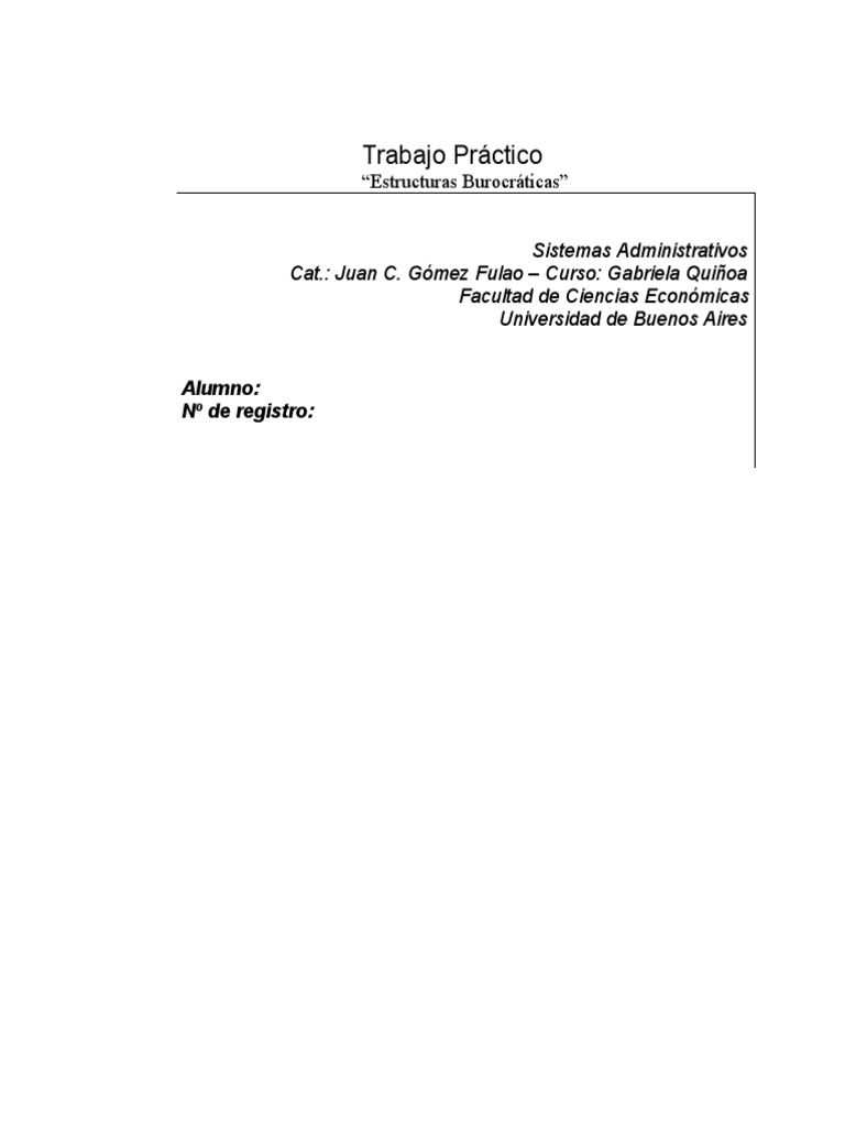 TP - Estructuras Burocraticas | PDF | Business | Economias