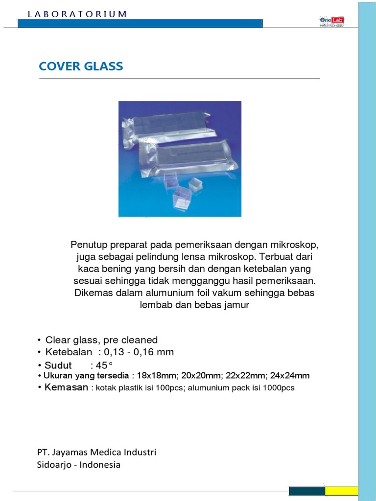 Penutup Preparat Mikroskop Kaca Jernih | PDF | Griya & Taman
