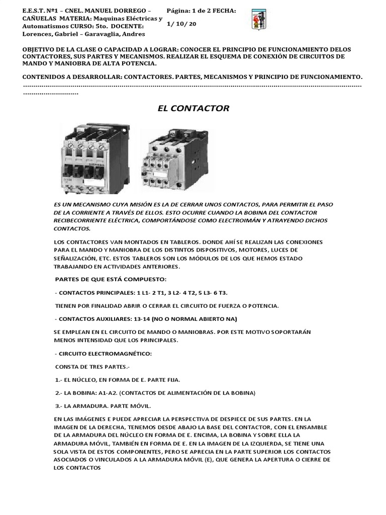 Partes y Funcionamiento del Contactor | PDF | Equipo eléctrico | Fuerza